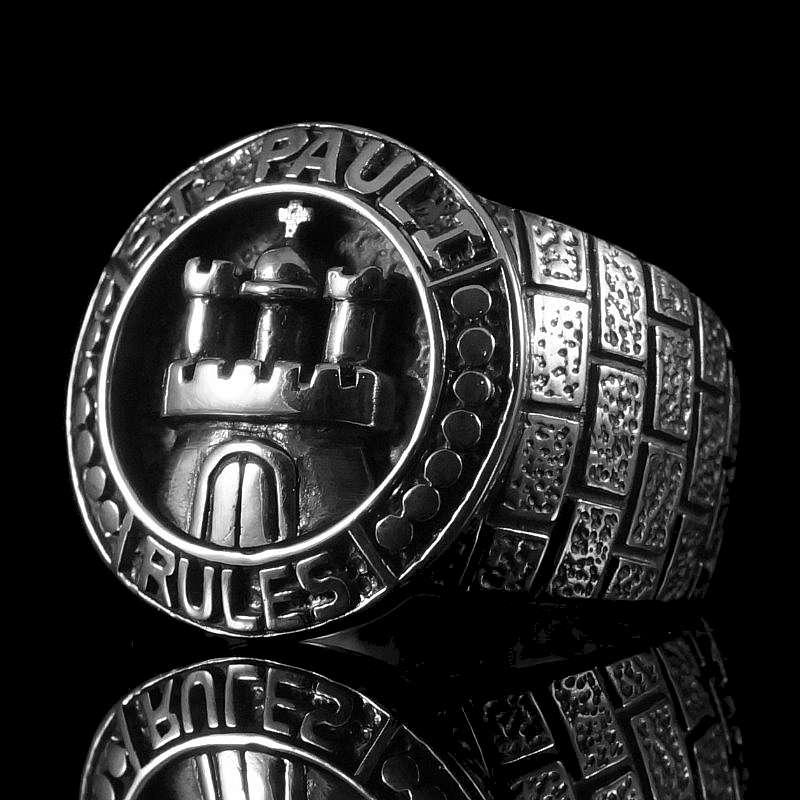 Ring St. Pauli mit der Burg aus dem Wappen 935er Silber