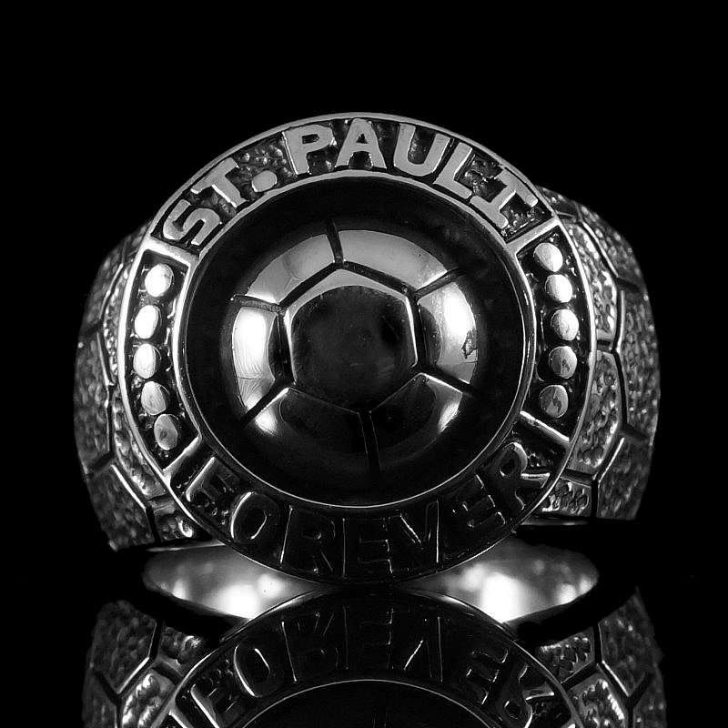 Ring St. Pauli mit Fußball aus 935er Silber