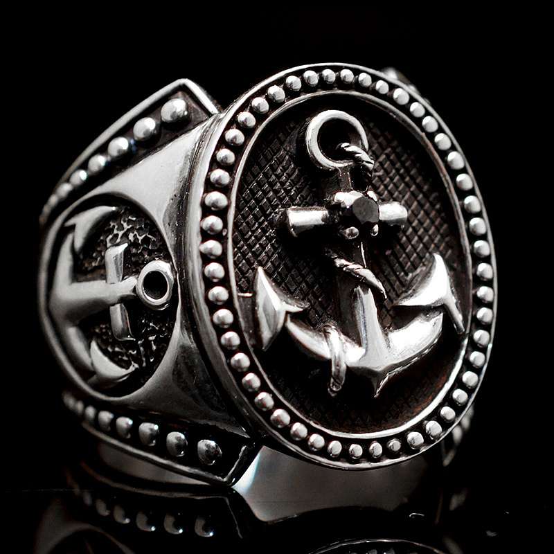 Anker Ring mit Schmuckstein